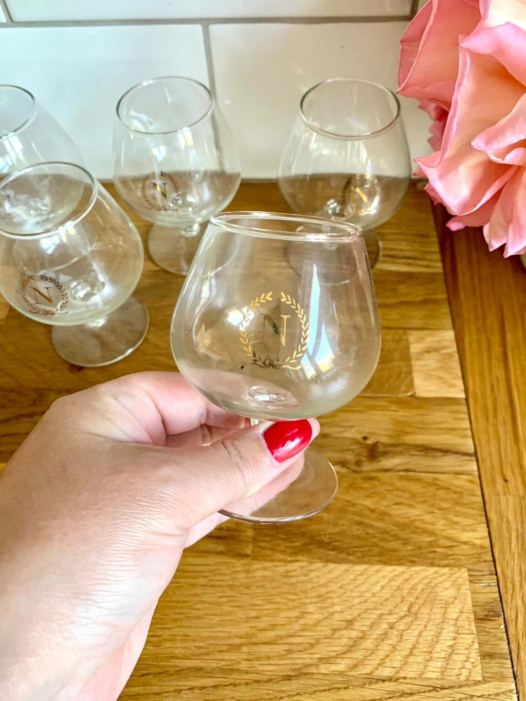 5 Vintage Glasses. Cognac Balloon Glass. Vintage Glass - Etsy