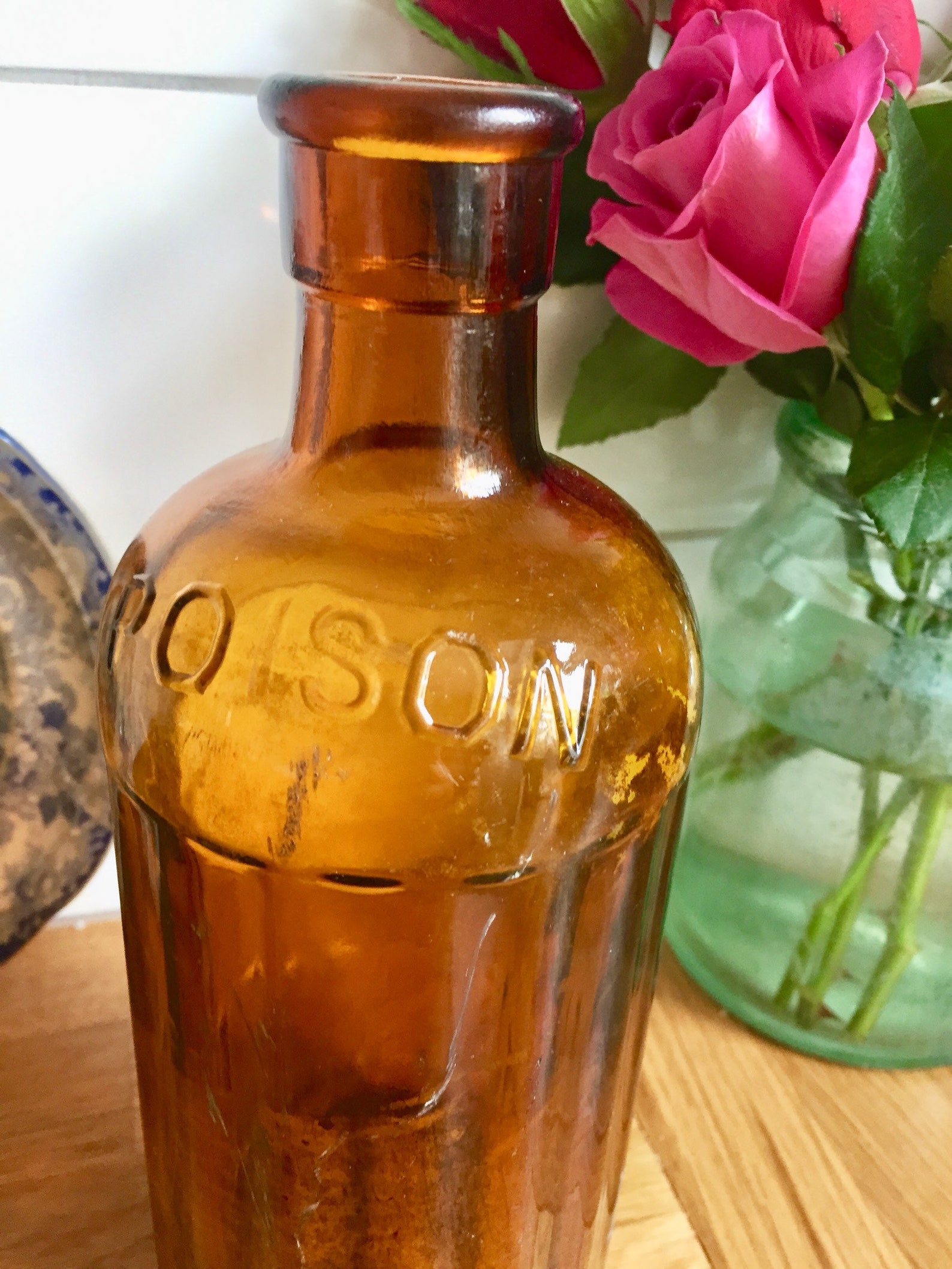 Antique Brown Glass Poison Bottle. - Etsy