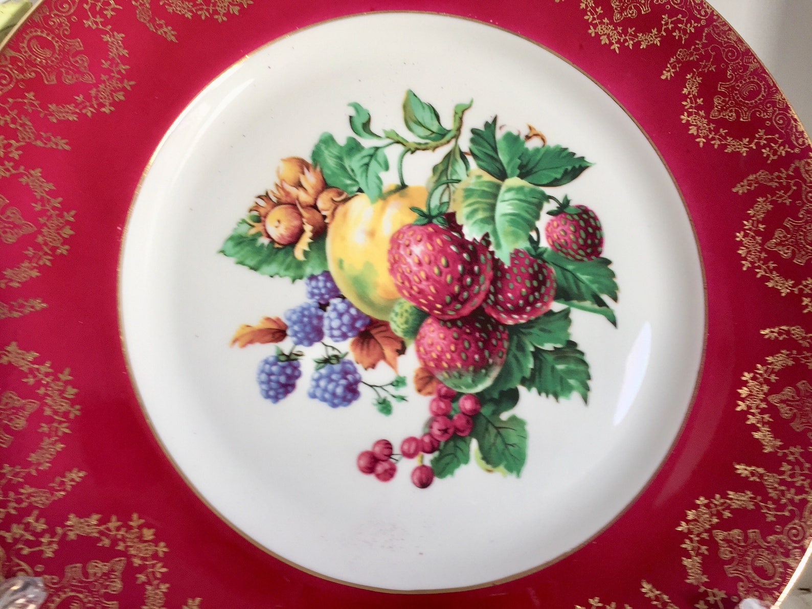 Vintage Red Dinner Plate. - Etsy