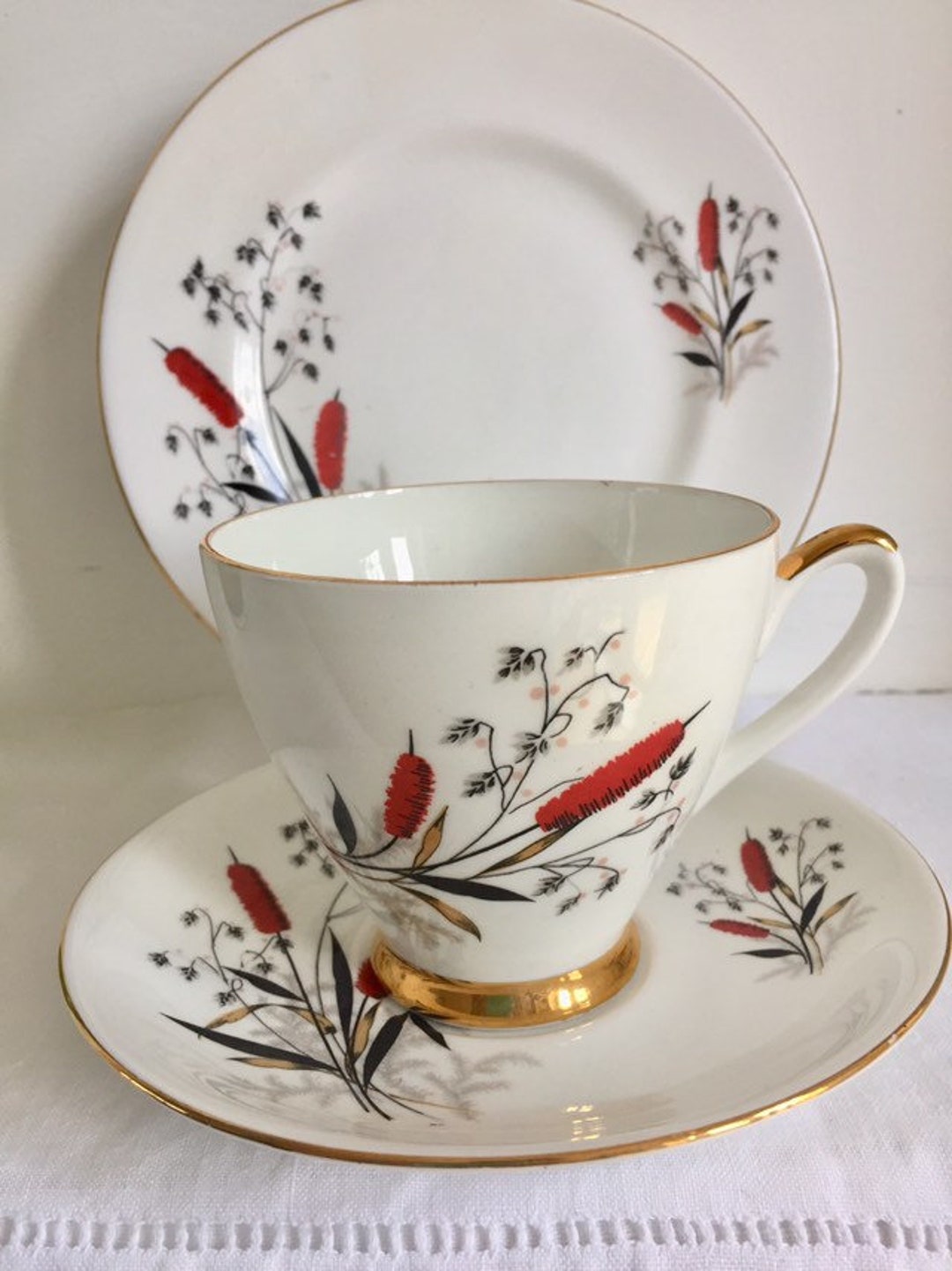 Vintage 1950's Windsor Tea Cup Trio. Mid Century Chic - Etsy