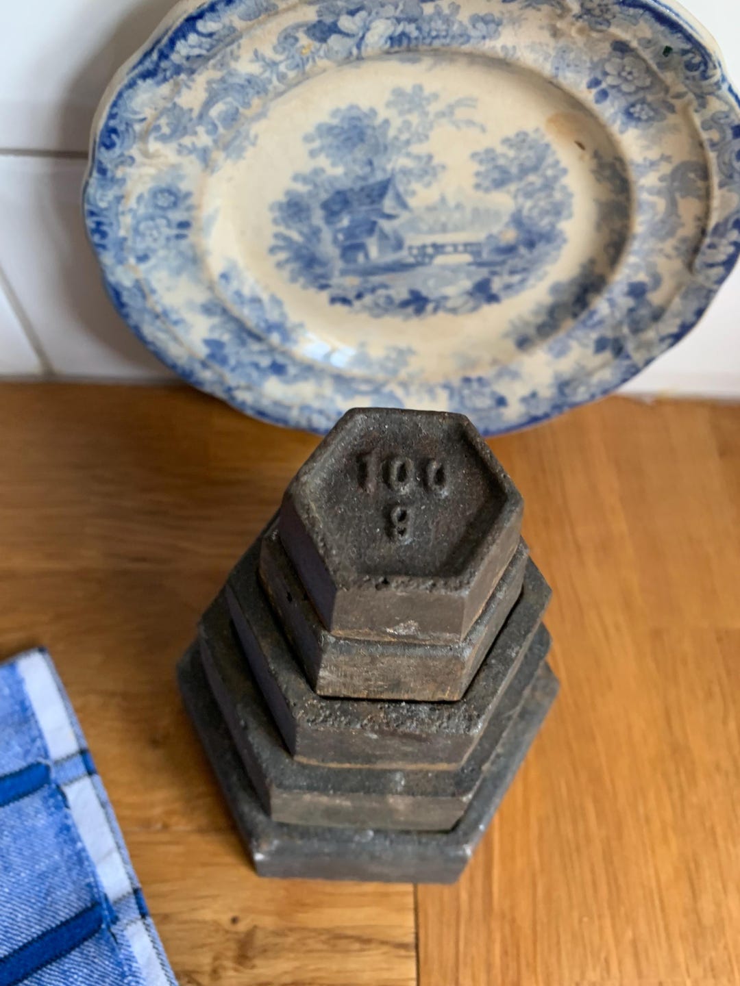 Vintage Black Cast Iron Kitchen Scale Weights, Hexagonal Set - Etsy