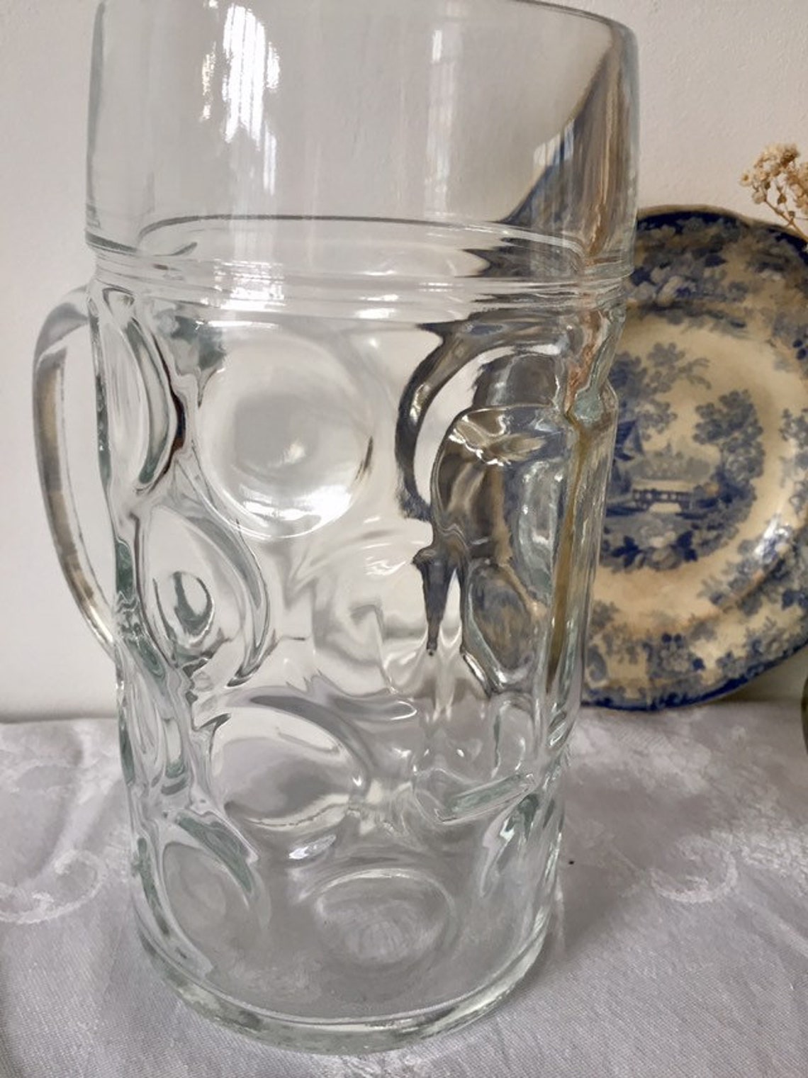 Vintage 1L Faceted Stein Glass. Glass Stein. - Etsy