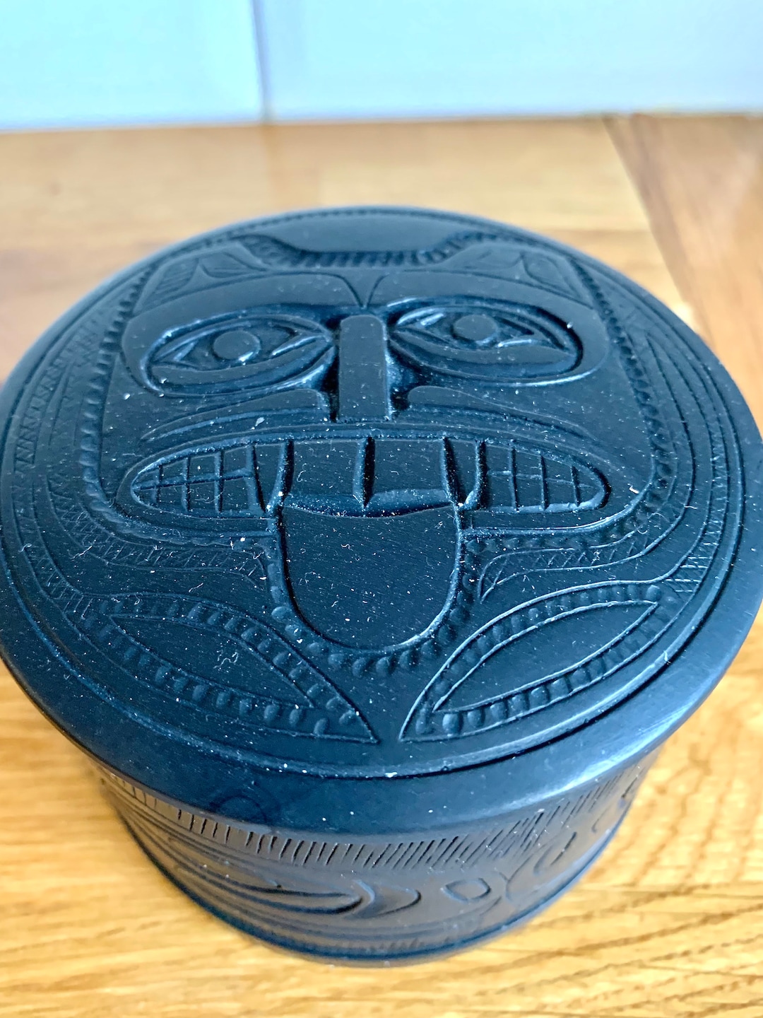 Vintage Black Tiki Storage Container or Pot. - Etsy