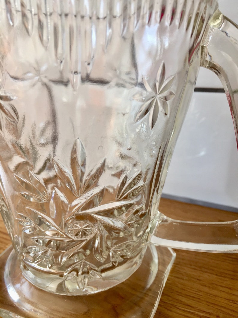 Art Deco Vintage Pitcher or Glass Jug. Pressed Glass Water - Etsy