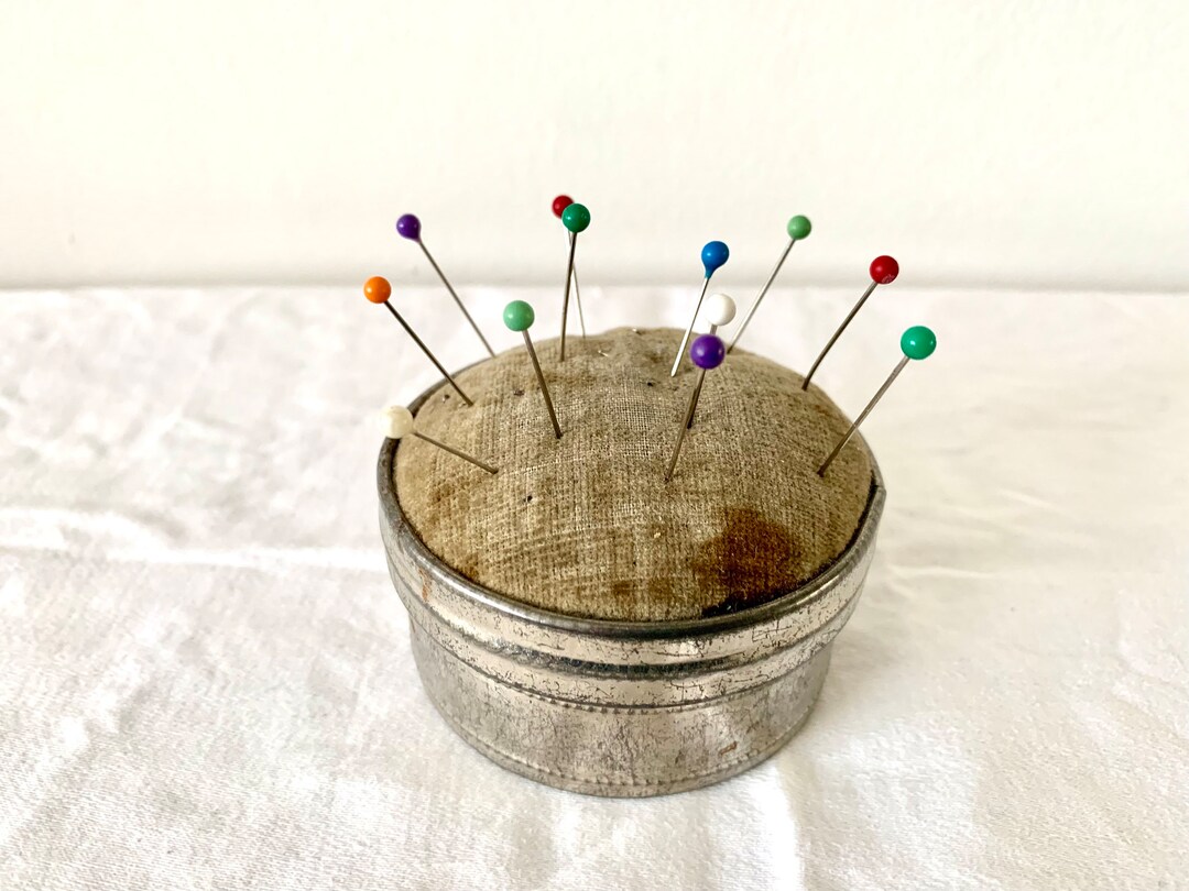 Vintage Metal Pin Cushion and Pin Pot. - Etsy