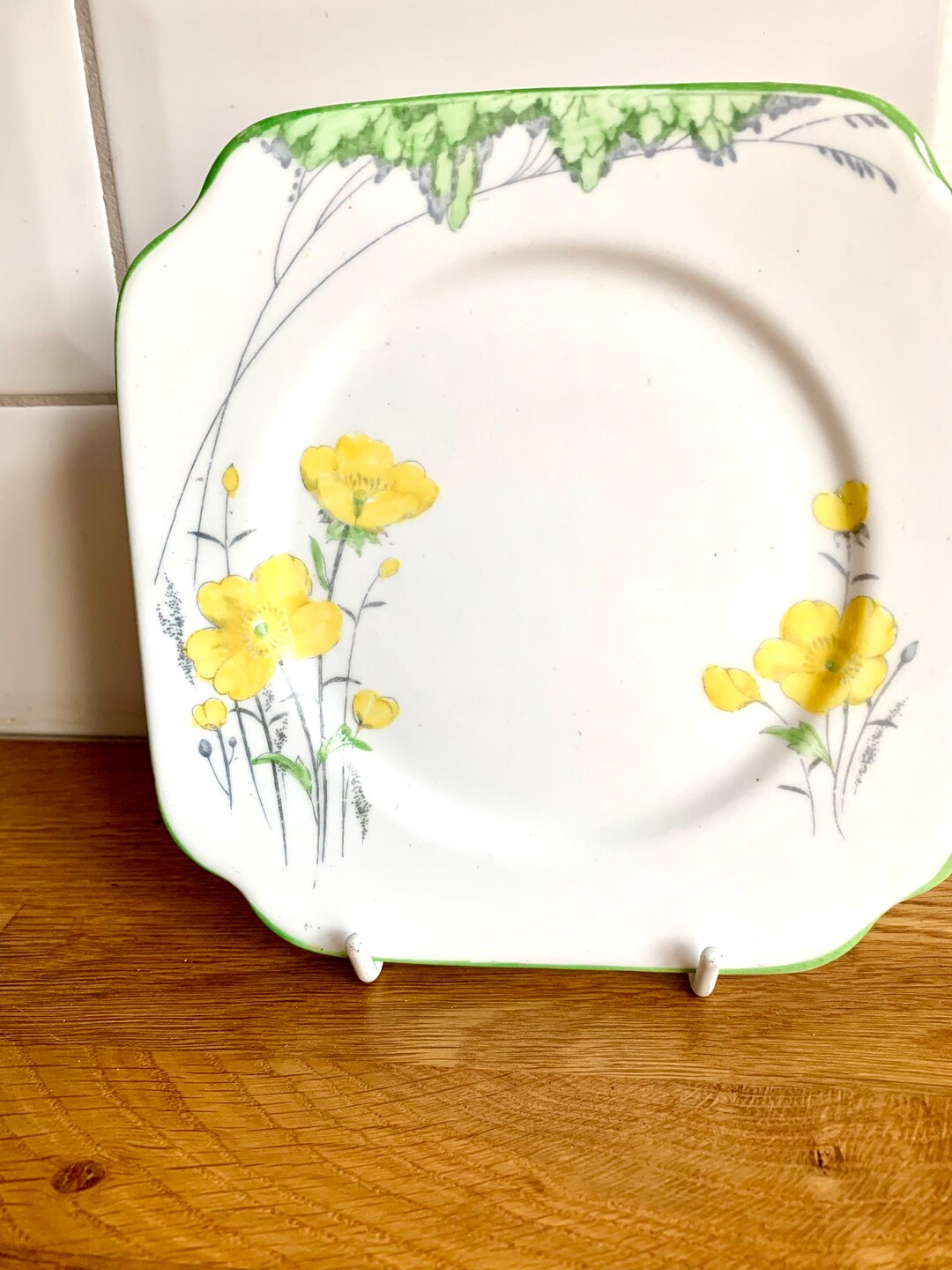 Vintage Buttercup Yellow and White Tea Plate - Etsy