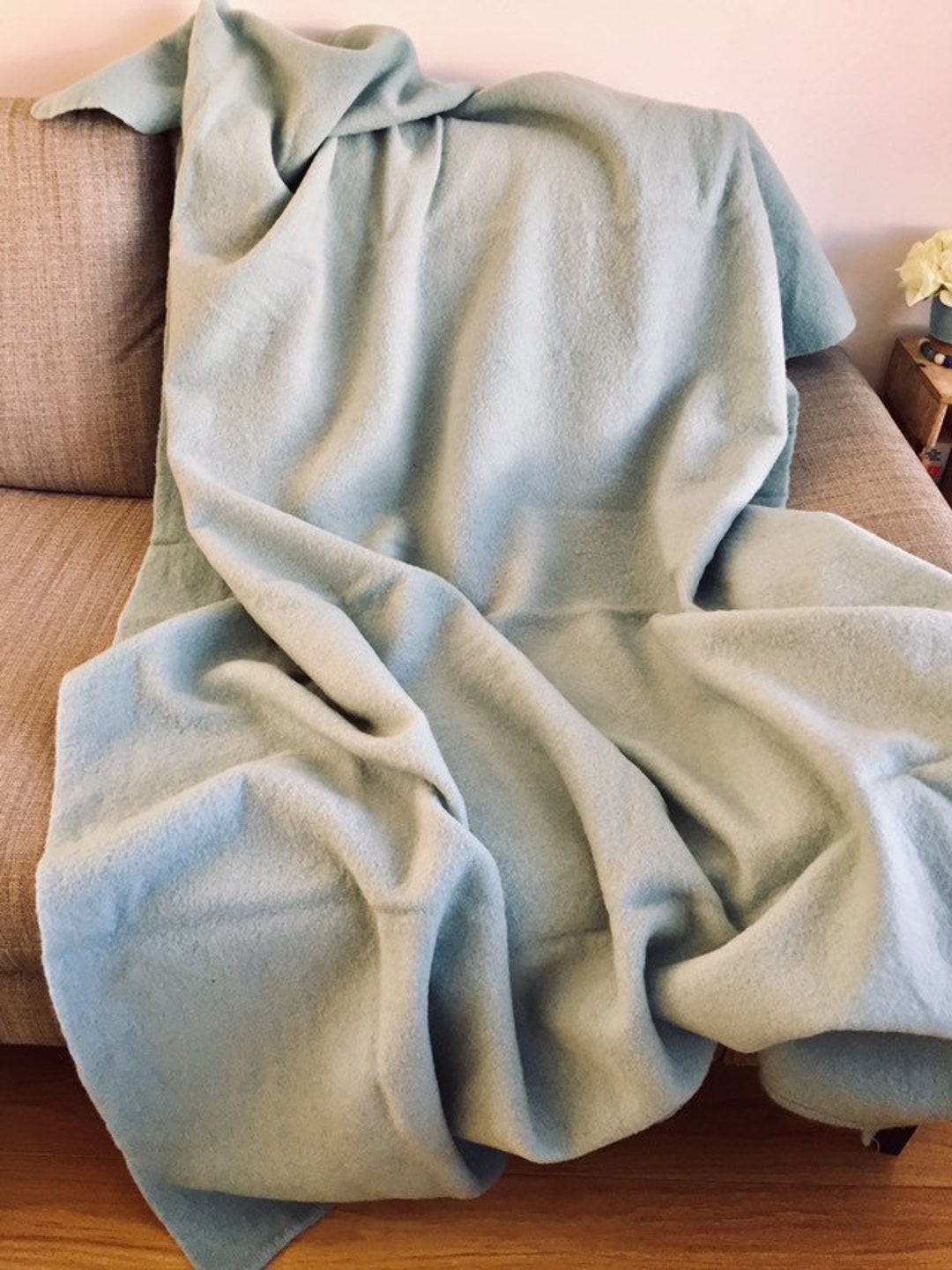 Vintage Blue Wool Blanket. - Etsy