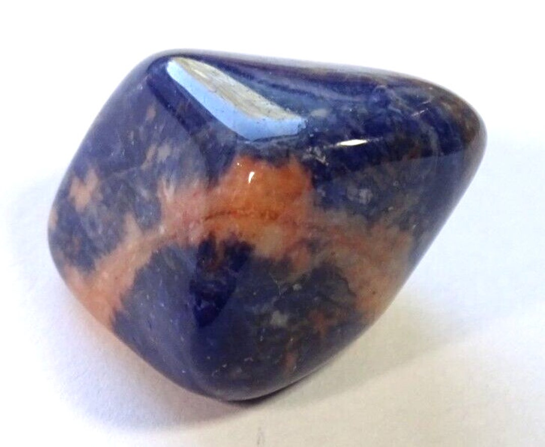 SUNSET SODALITE TUMBLESTONE .9 X 1.7 Cms 8.89 Gm with Orange Confidence ...