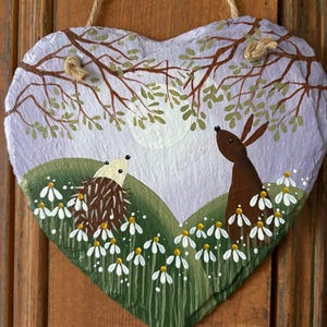 Hand Painted Small Slate Heart. - Etsy UK