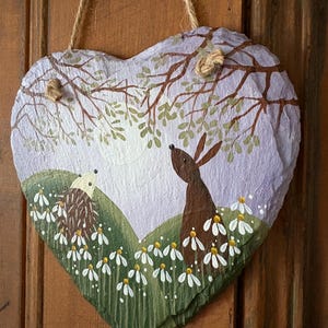 Hand Painted Small Slate Heart. - Etsy UK