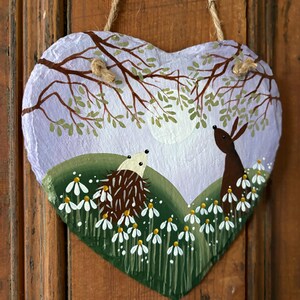Hand Painted Small Slate Heart. - Etsy UK