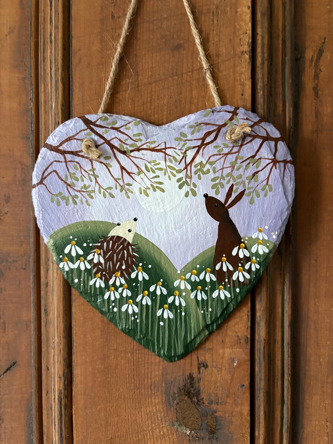 Hand Painted Small Slate Heart. - Etsy UK