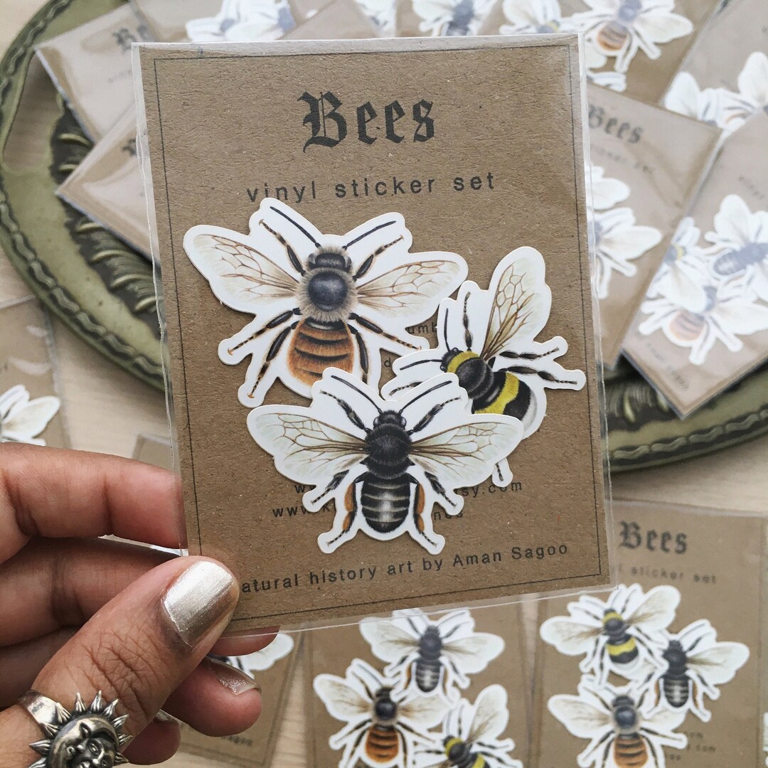 Vinyl Bee Sticker Set X3 Weatherproof Gothic Wildlife - Etsy