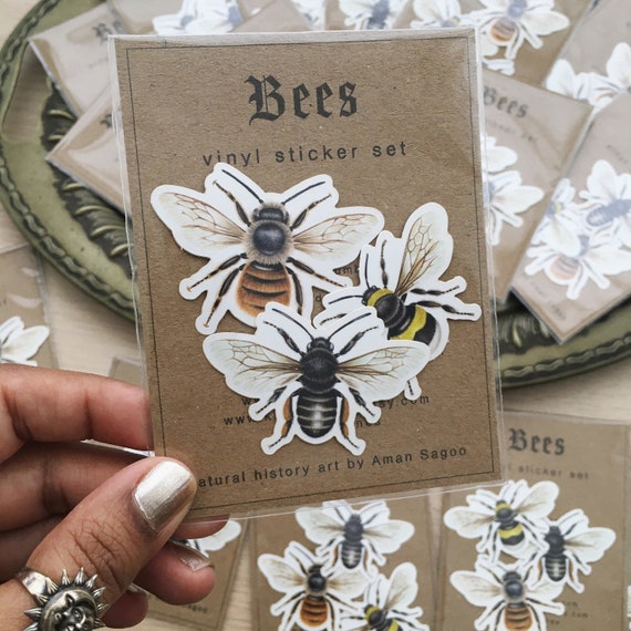 Vinyl Bee Sticker Set X3 Weatherproof Gothic Wildlife - Etsy