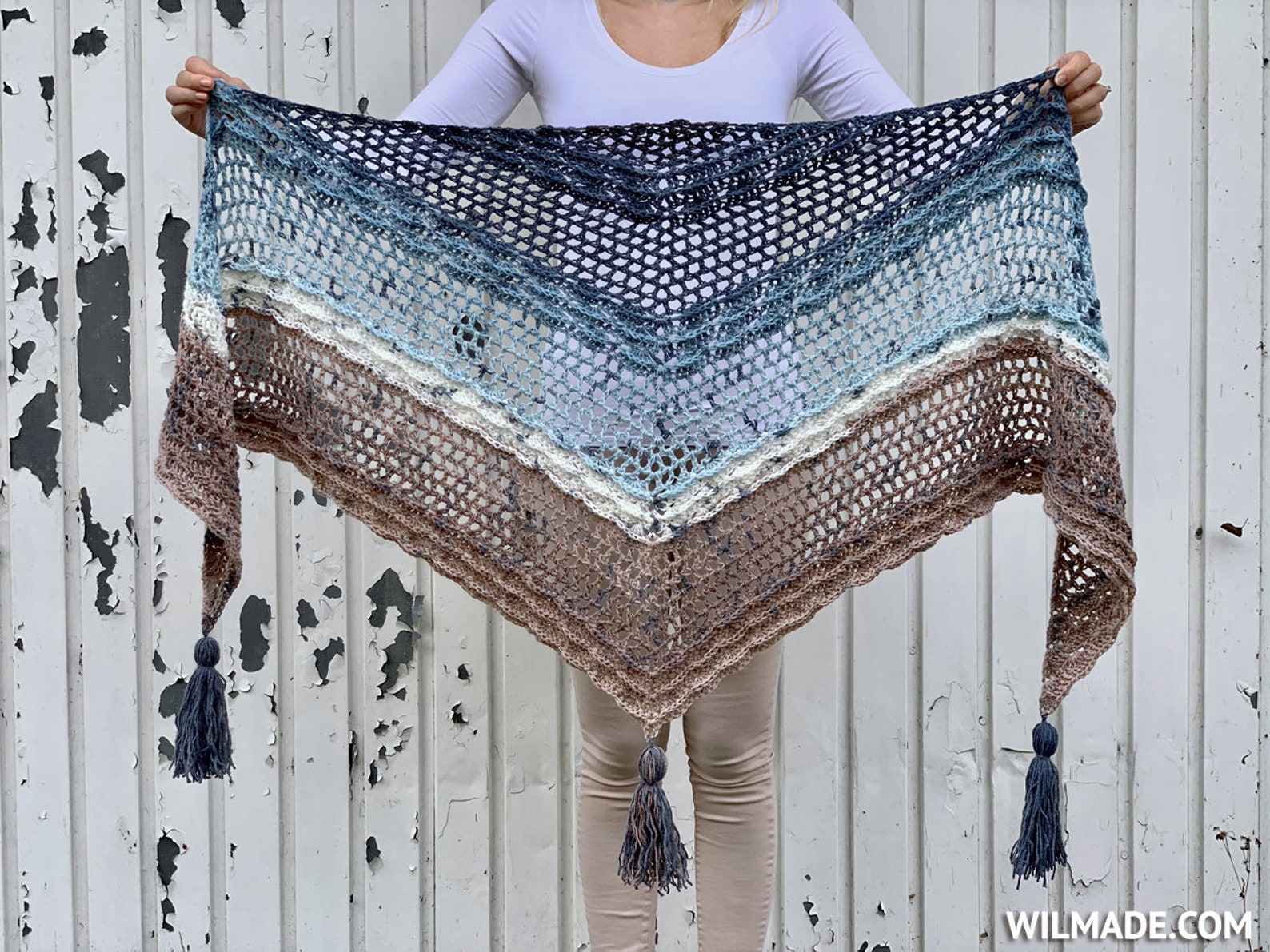 CROCHET PATTERN - Shell Wave Shawl - Top-down Triangle Shawl ...