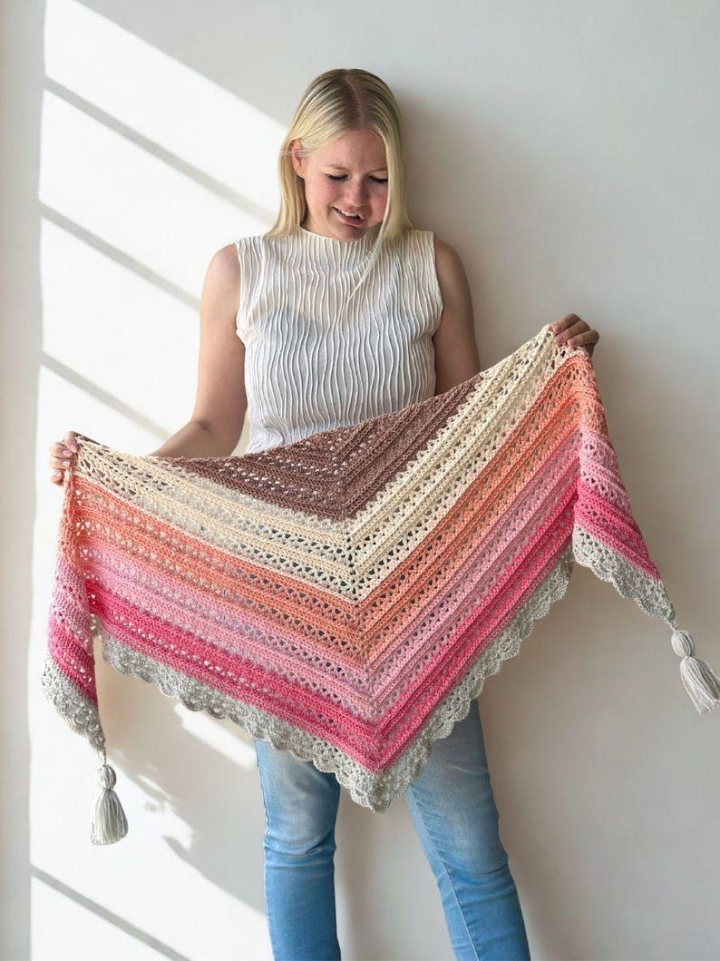 CROCHET PATTERN + VIDEO - Dreamy Days Shawl - Top-down Triangle Shawl ...