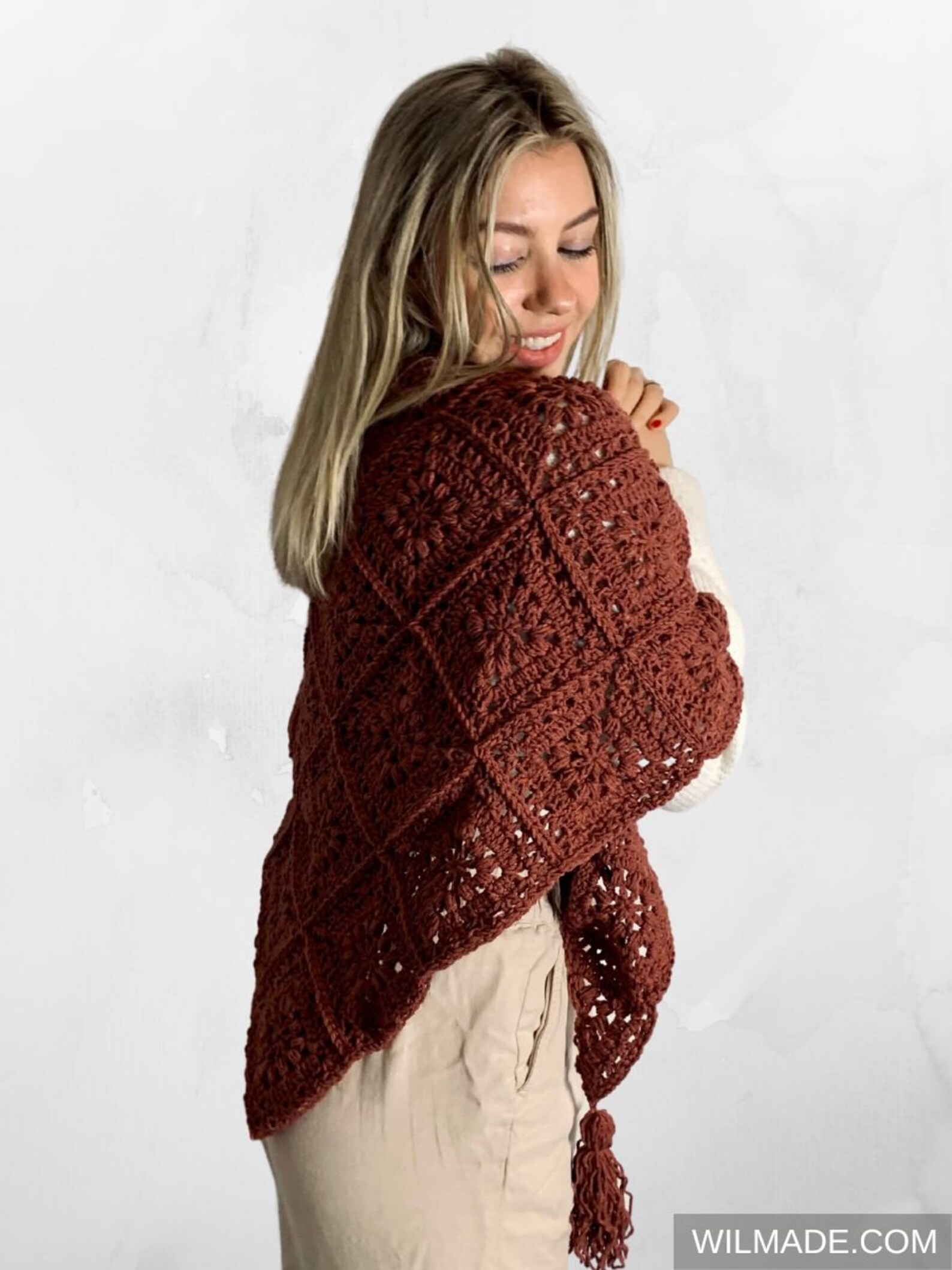 CROCHET PATTERN + VIDEO - Tulip Square Shawl - Granny Square Triangle ...