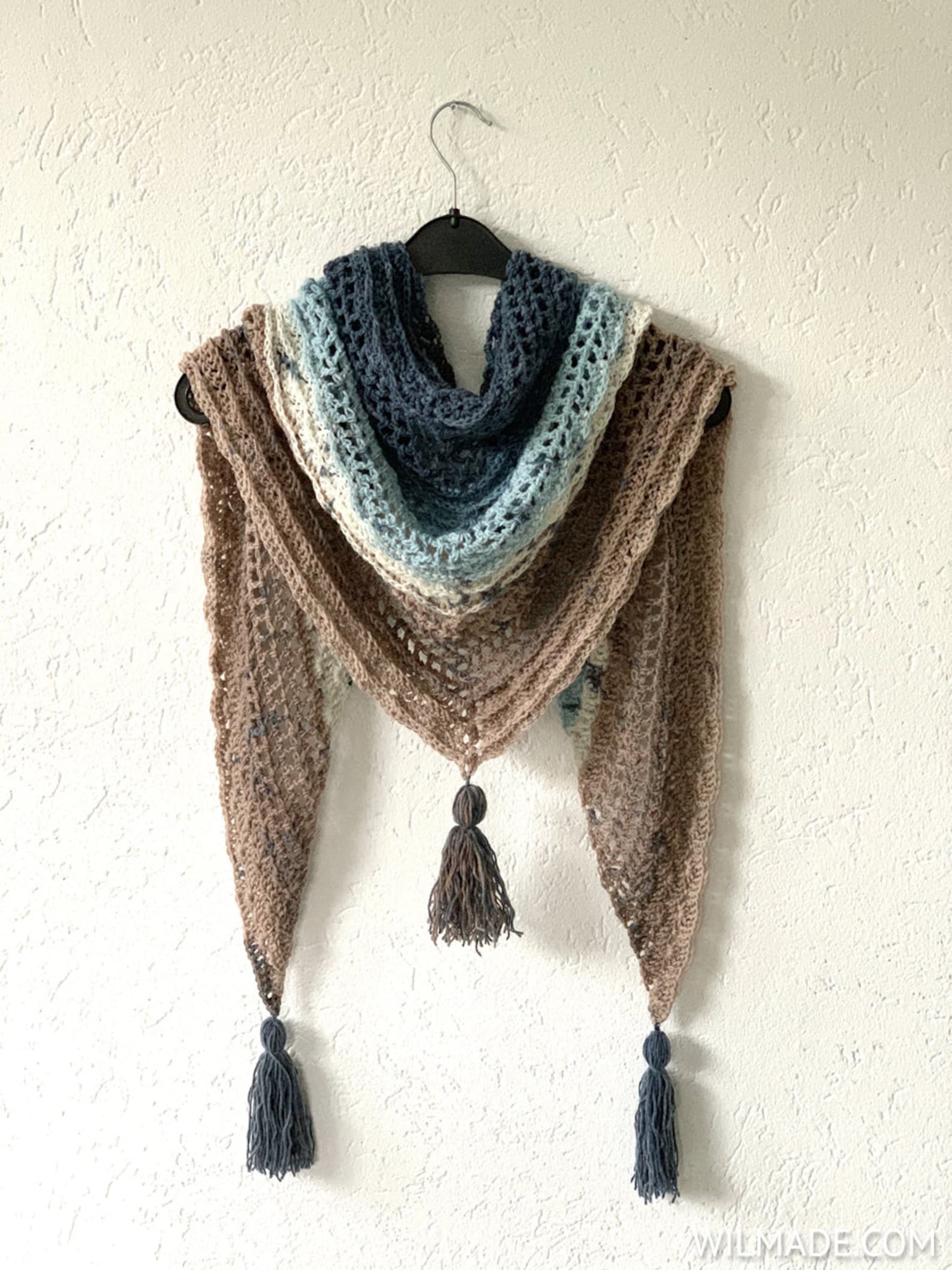 CROCHET PATTERN - Shell Wave Shawl - Top-down Triangle Shawl ...