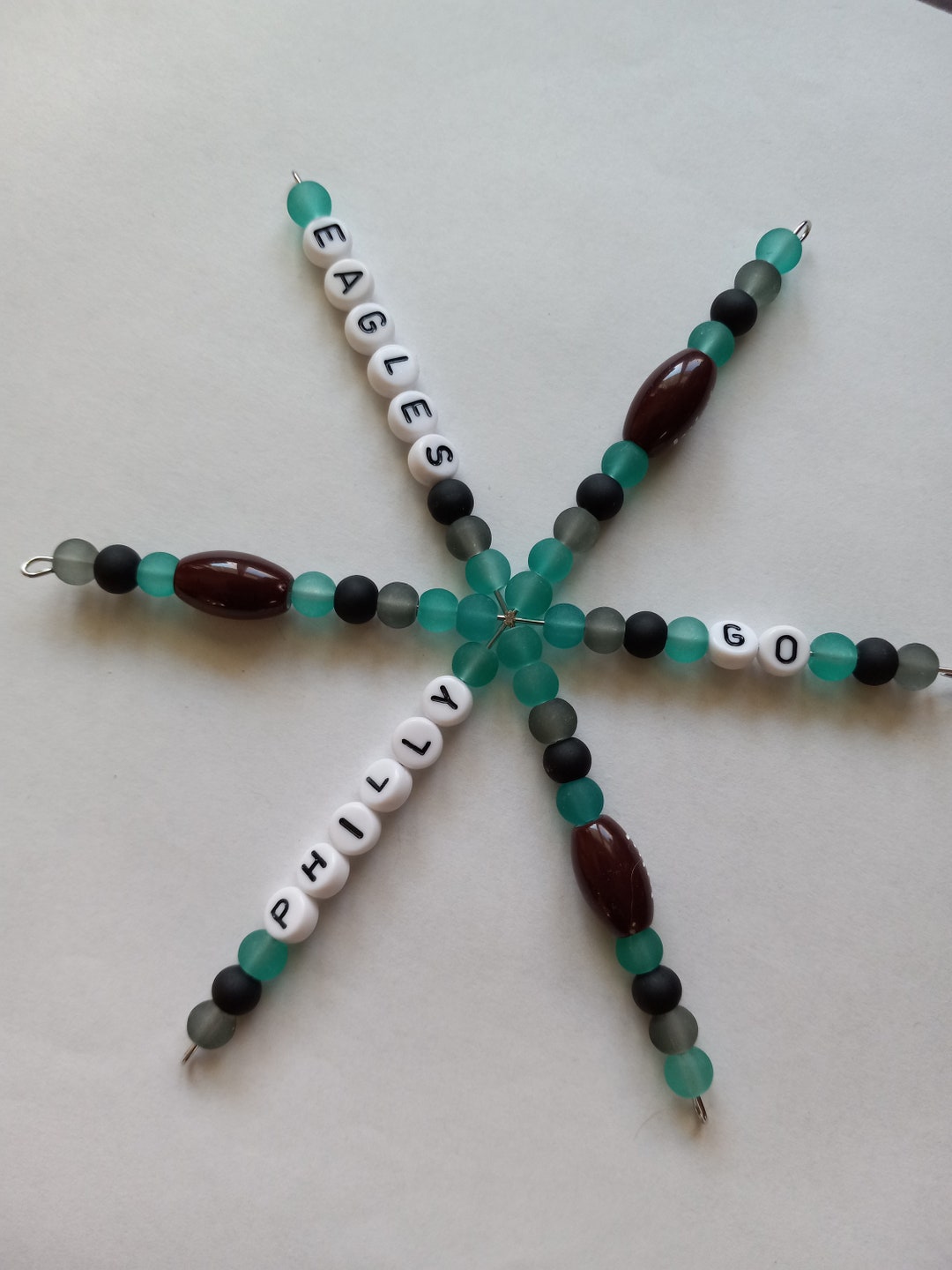 Philadelphia Eagles Beaded Football Snowflake Ornament - Etsy
