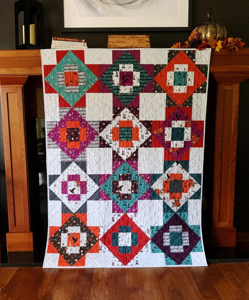 Halloween Quilt, Modern Handmade Throw Quilt, Perfect for Fall Holiday ...
