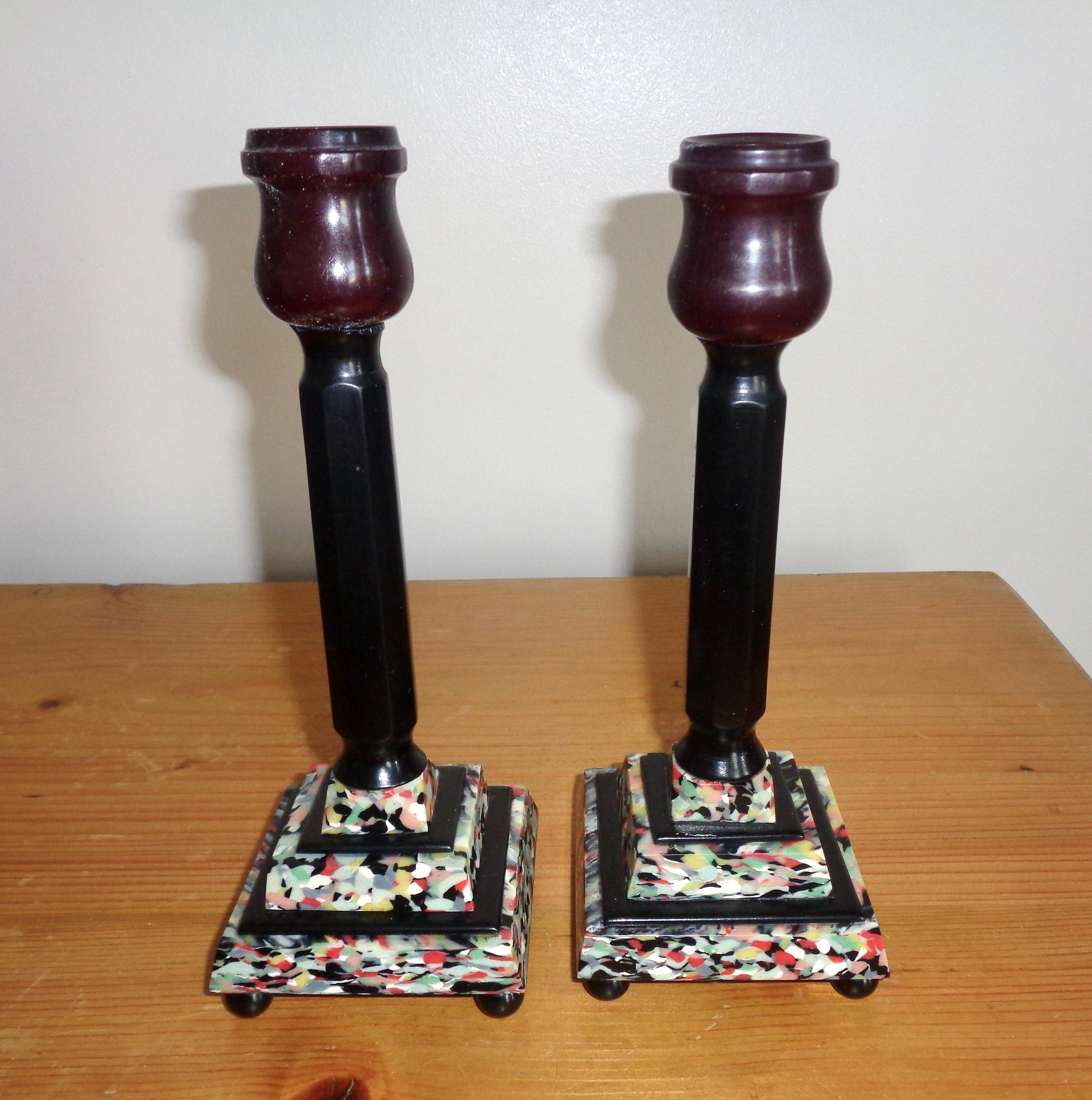Pair of Art Deco Mixed Bakelite and Catalin Candle Sticks With - Etsy