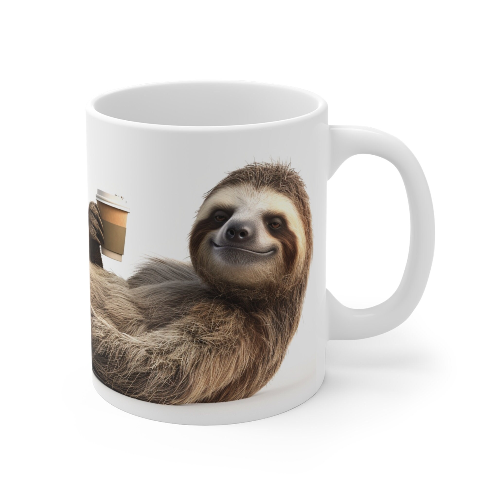 Sloth Drinking Coffee, Cottage Core, Sloth Gifts, Funny Coffee Mug ...