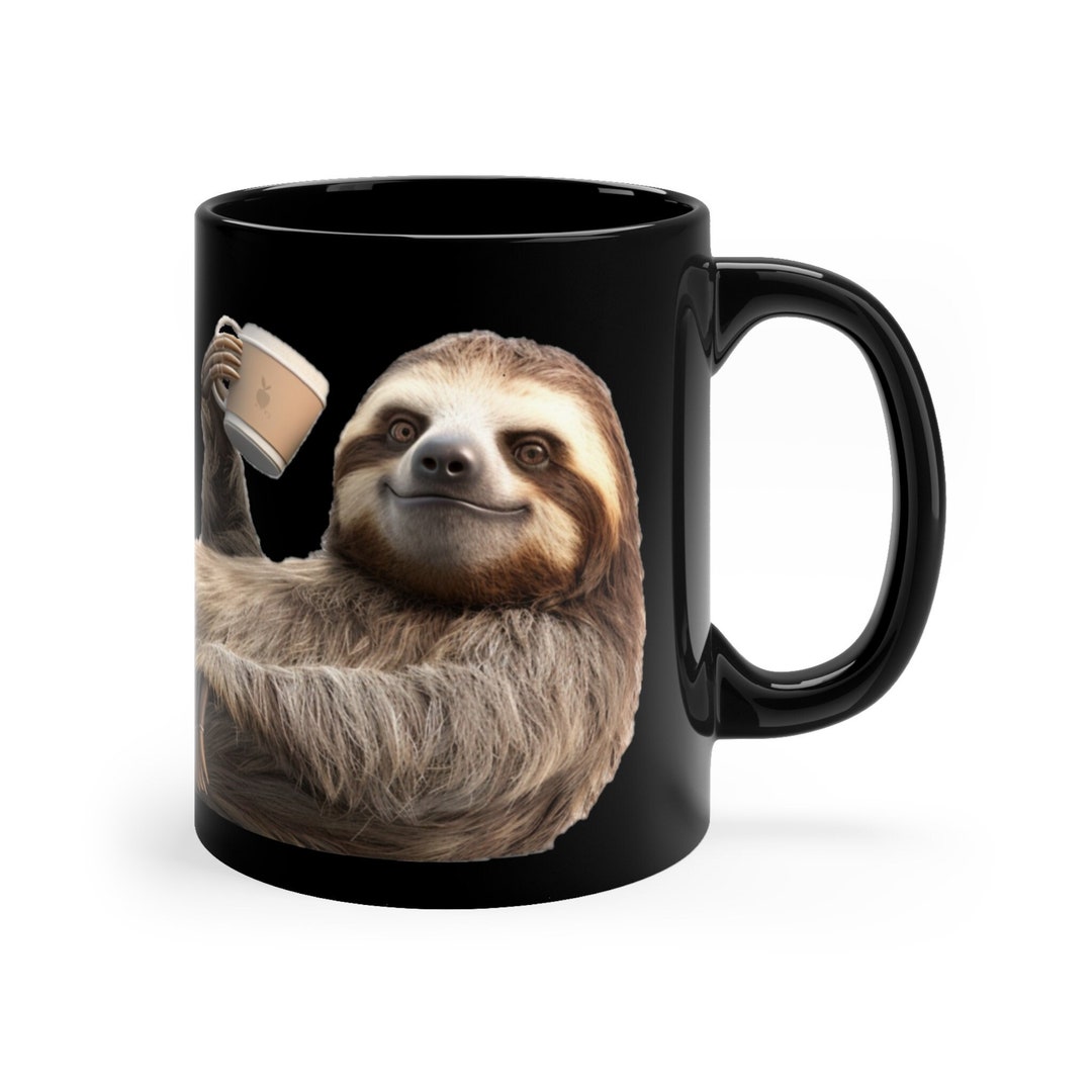 Sloth Drinking Coffee, Cottage Core, Sloth Gifts, Funny Coffee Mug ...