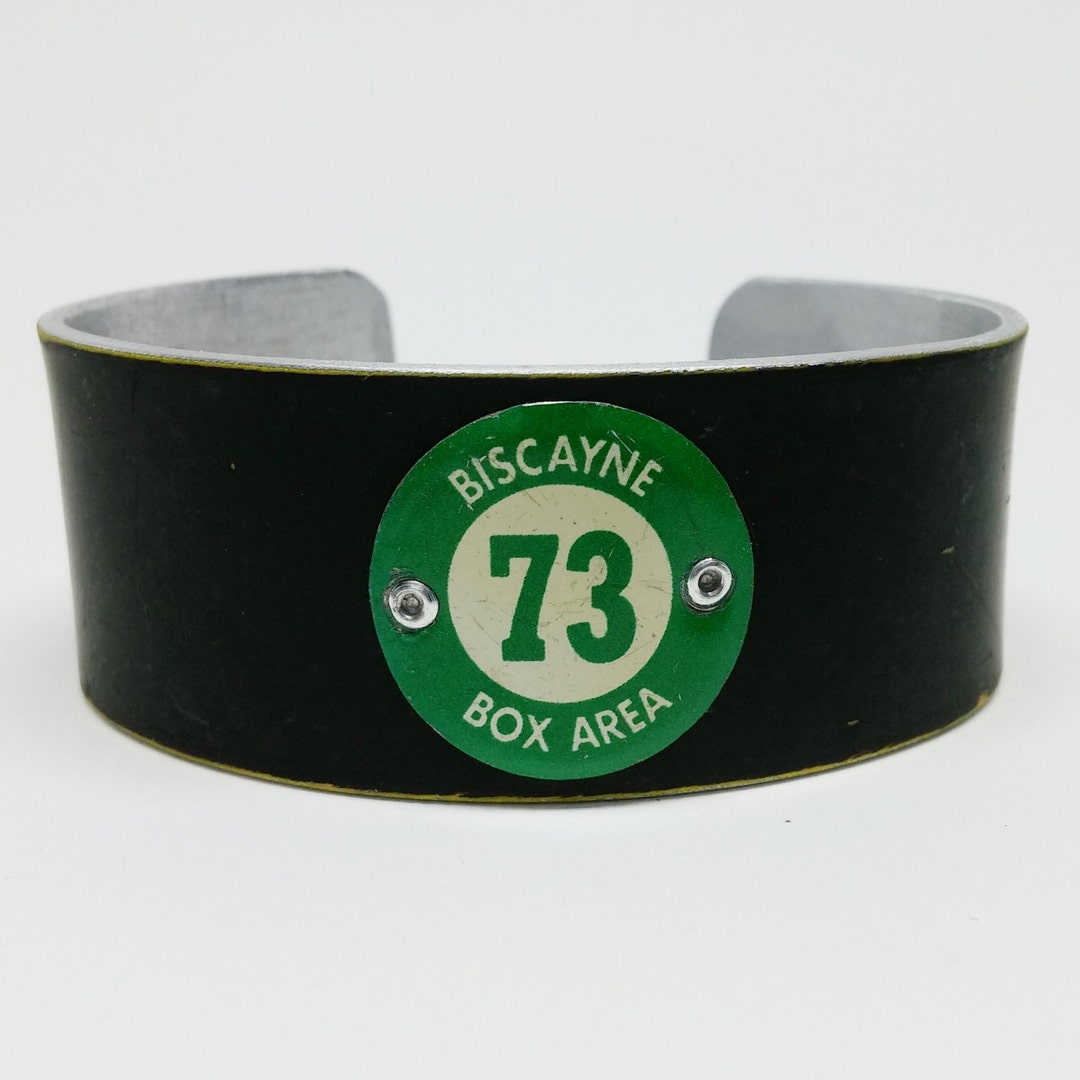 Vintage Racing Dog Tag Riveted on Upcycled Road Sign Wristcuff ...