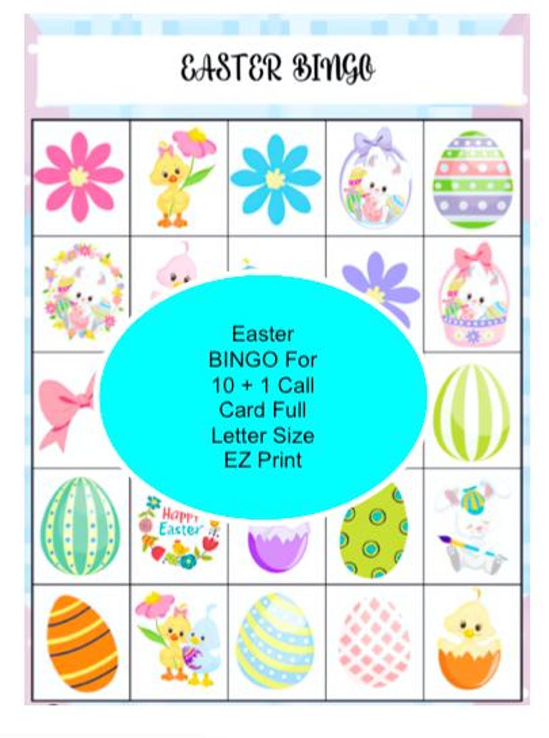 EASTER Bingo 10 Cards EZ Print PDF Files Instant Download Kids Adults ...