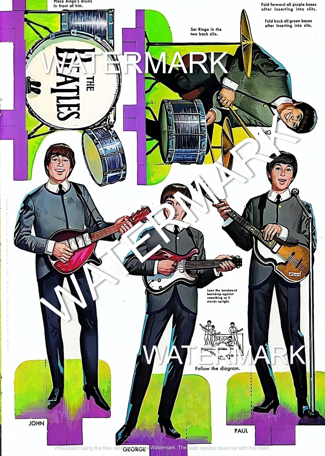 The Beatles Paper Dolls Print EZ Print REPRODUCTION John Lennon,paul ...