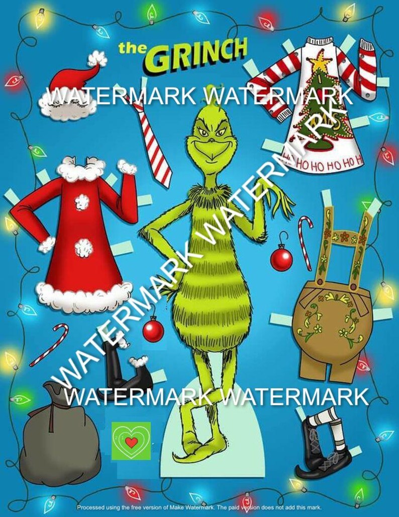 The Grinch Paper Doll Christmas Movie 1 Page 1 PDF Digital Print Easy ...