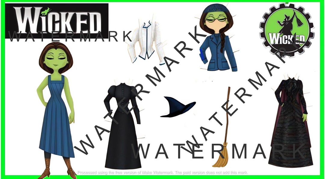 Elphaba & Glenda WICKED Paper Dolls 2 Pages= 1 PDF Digital Print Easy ...