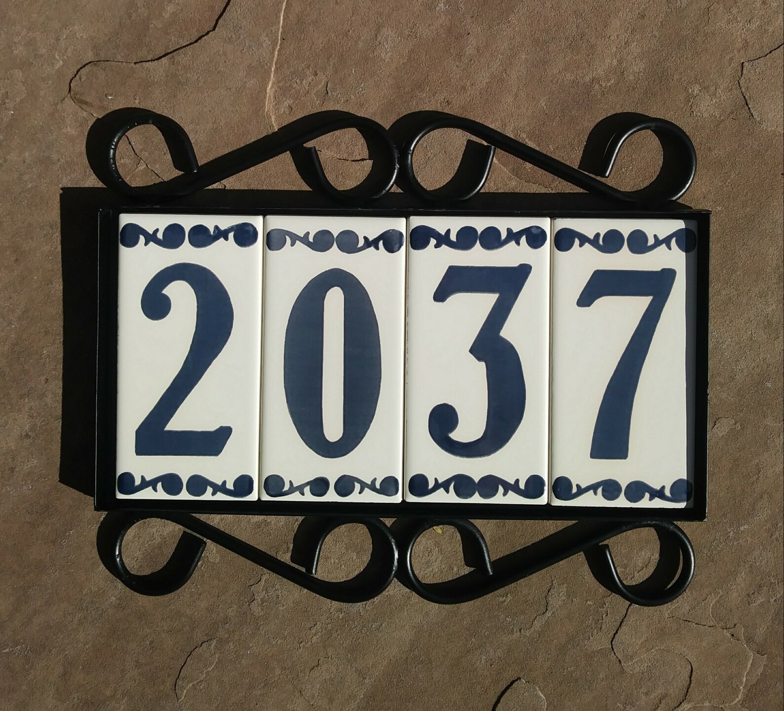 Ceramic Tile Address Numbers / Scroll Pattern - Etsy