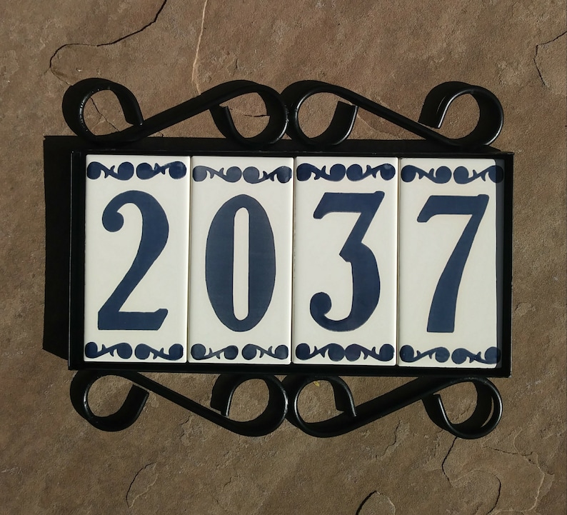 Ceramic Tile Address Numbers / Scroll Pattern - Etsy