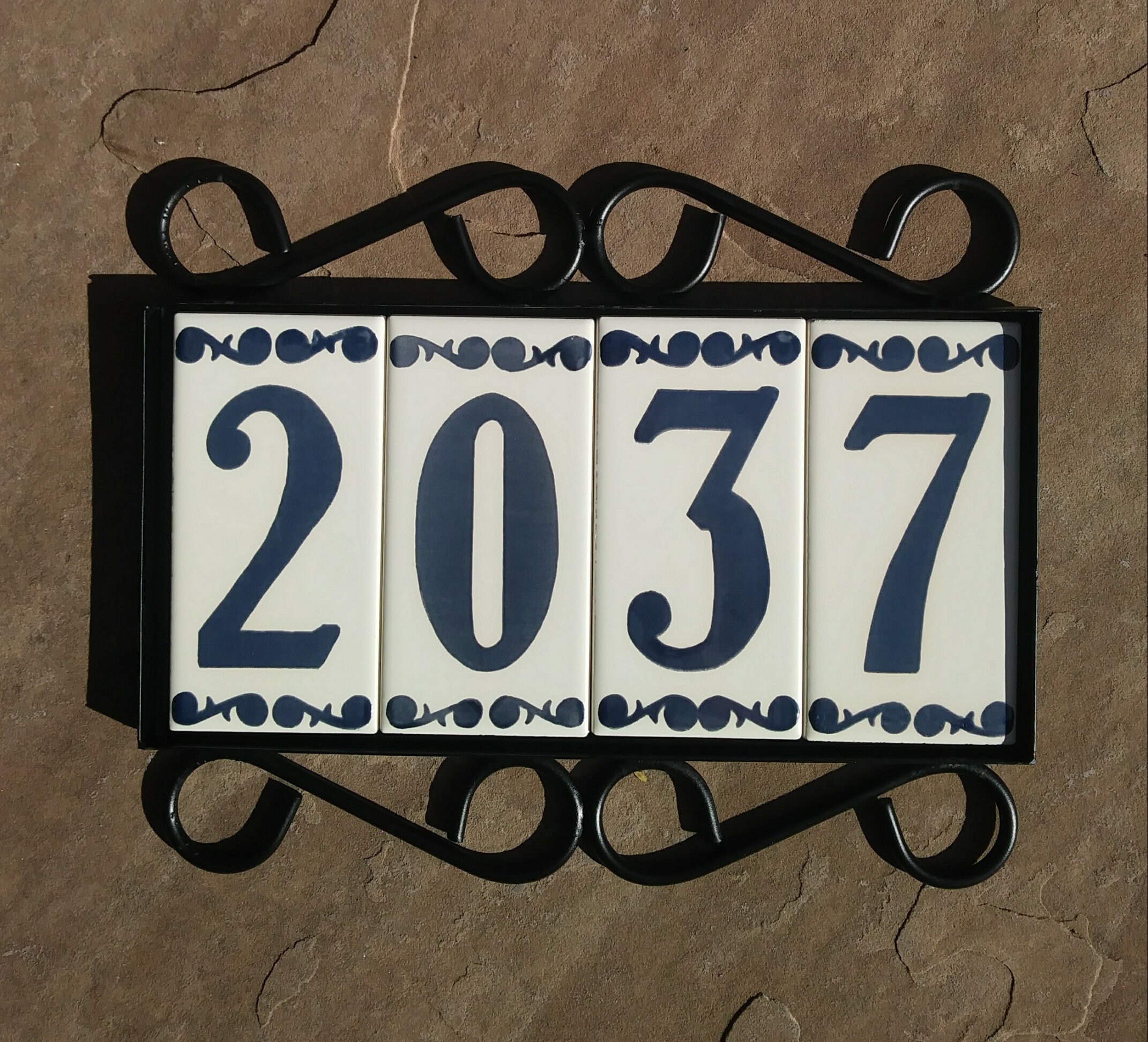 Ceramic Tile Address Numbers / Scroll Pattern - Etsy