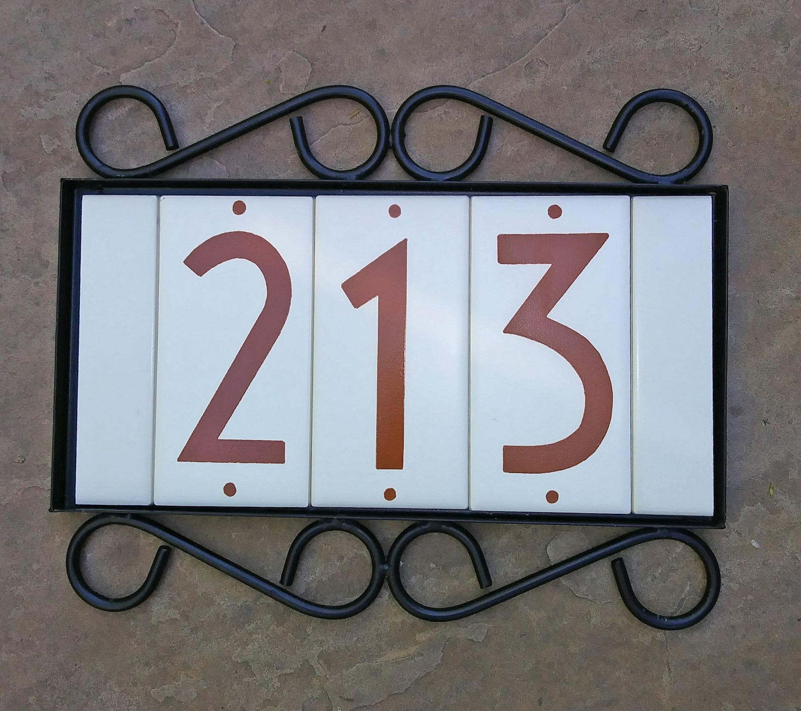 Ceramic Tile Address Numbers / Deco Style in Brown or Black - Etsy
