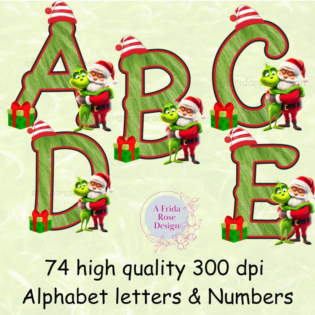 74 Grinch & Santa Digital Clipart A-Z Grinch Christmas Alphabet ...