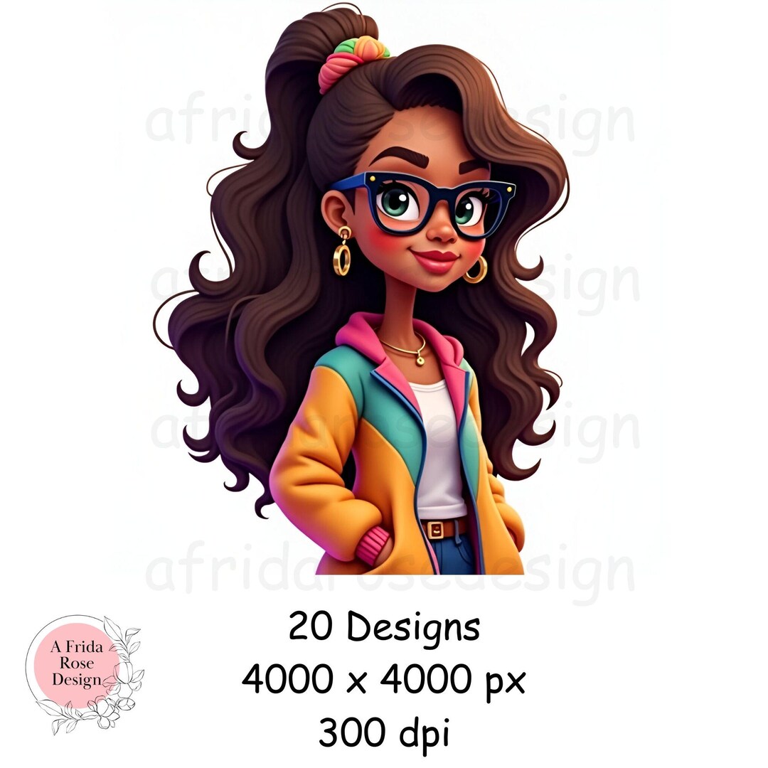 Black Girl Clipart Bundle, Afro Girl Clipart, Beautiful Girl Clipart ...