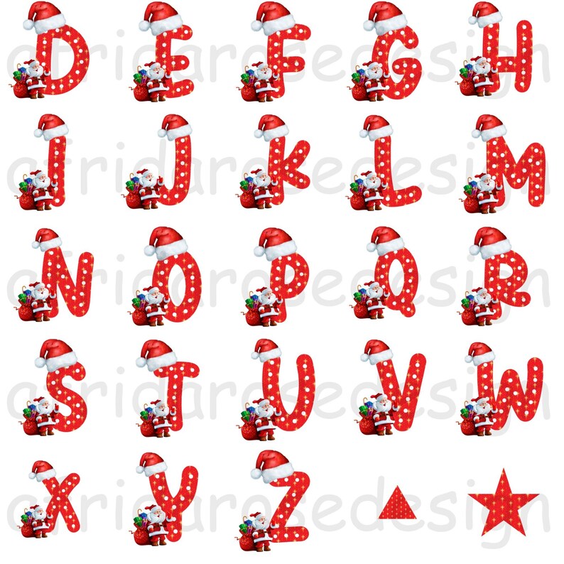 52 Digital Clipart A-Z Santa Claus Christmas Uppercase & Numbers ...