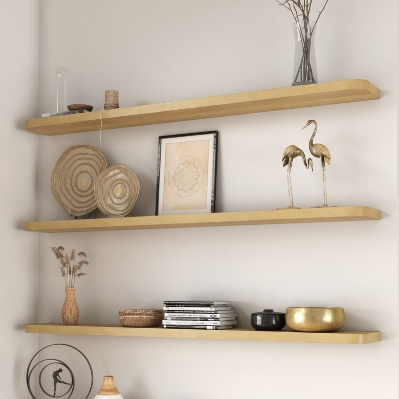 Oak & Metal Corner Shelves - Etsy