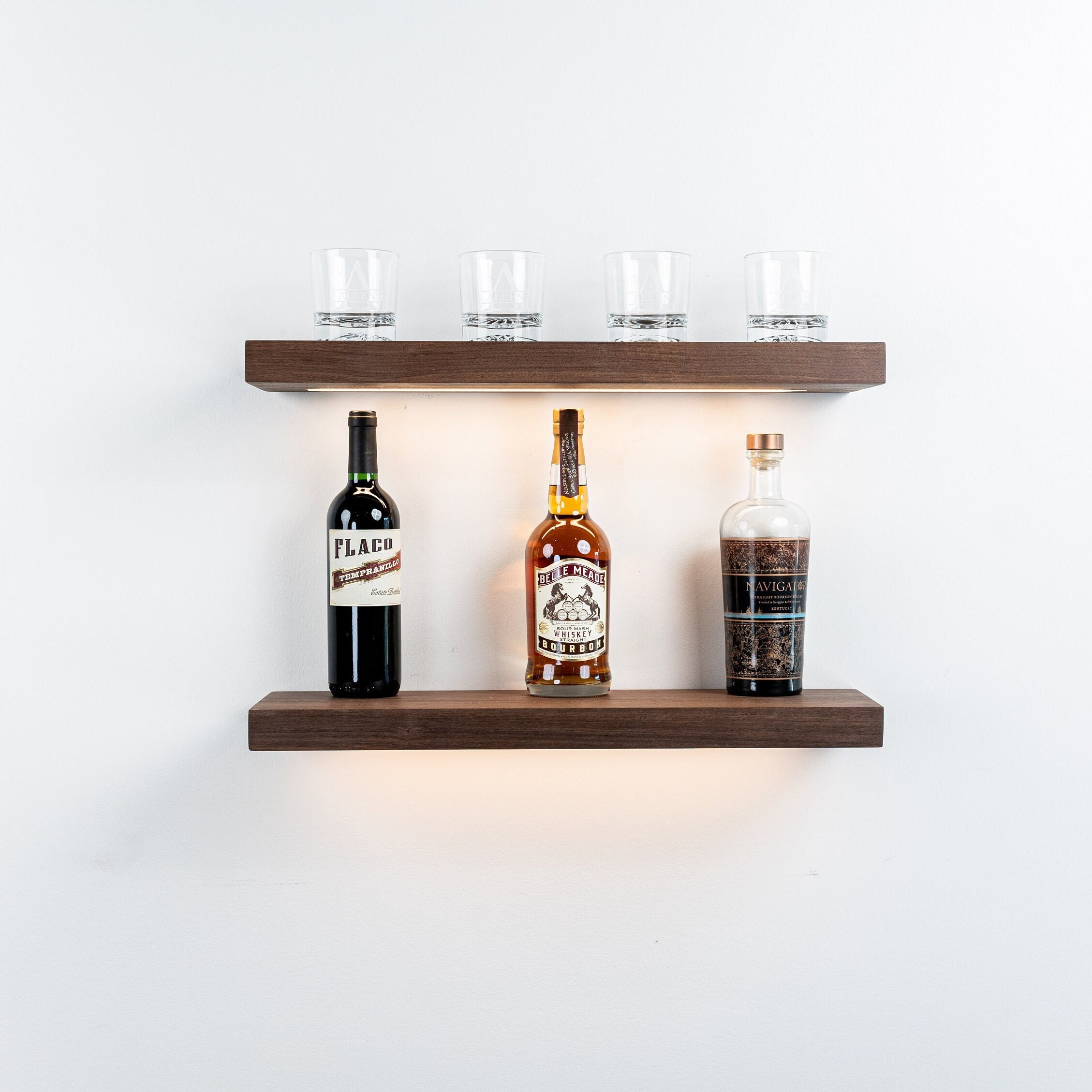 Walnut LED Floating Shelf, 1.625