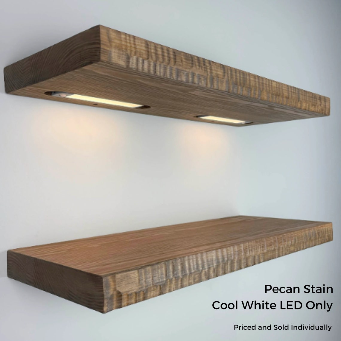 Reclaimed Wood Floating Shelves. LED Lighted Rustic Floating - Etsy