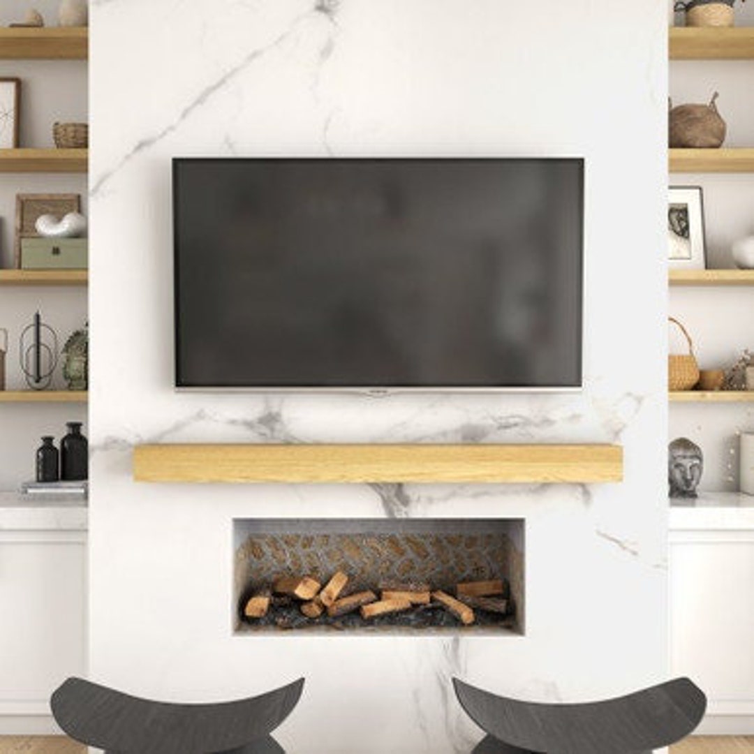 Modern White Oak Wood Mantel Unique Handmade Home Accent - Etsy