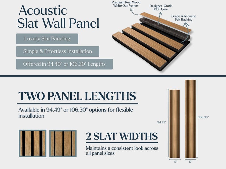 Natural White Oak Acoustic Slat Wood Wall Panels - Etsy