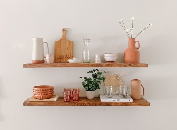 Pine kitchen shelves store