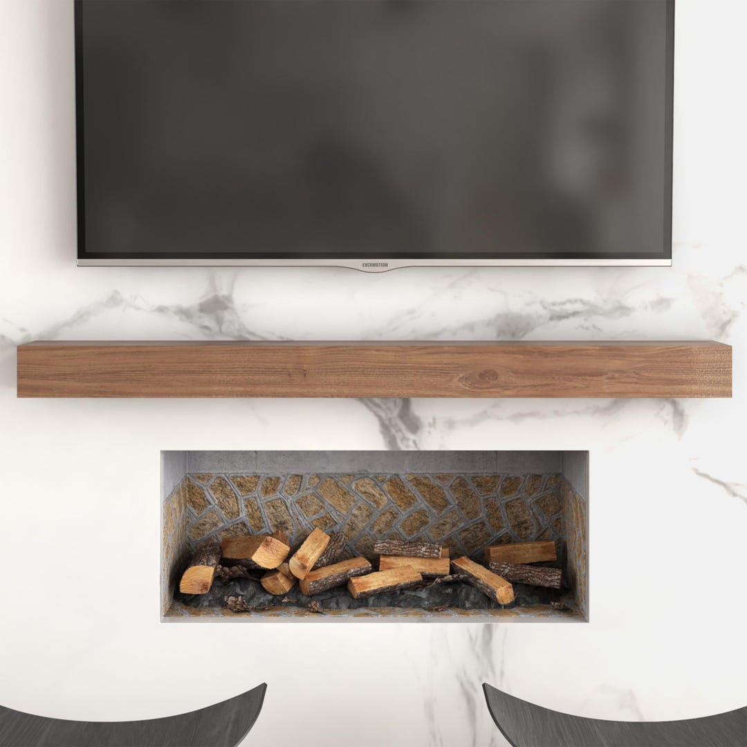 Walnut Wood Mantel, Fireplace Mantel, Modern, Floating Mantel - Etsy
