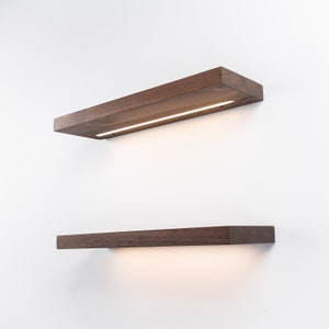 Walnut LED Floating Shelves, Lighted Bar Shelving, Wood Floating Shelf ...