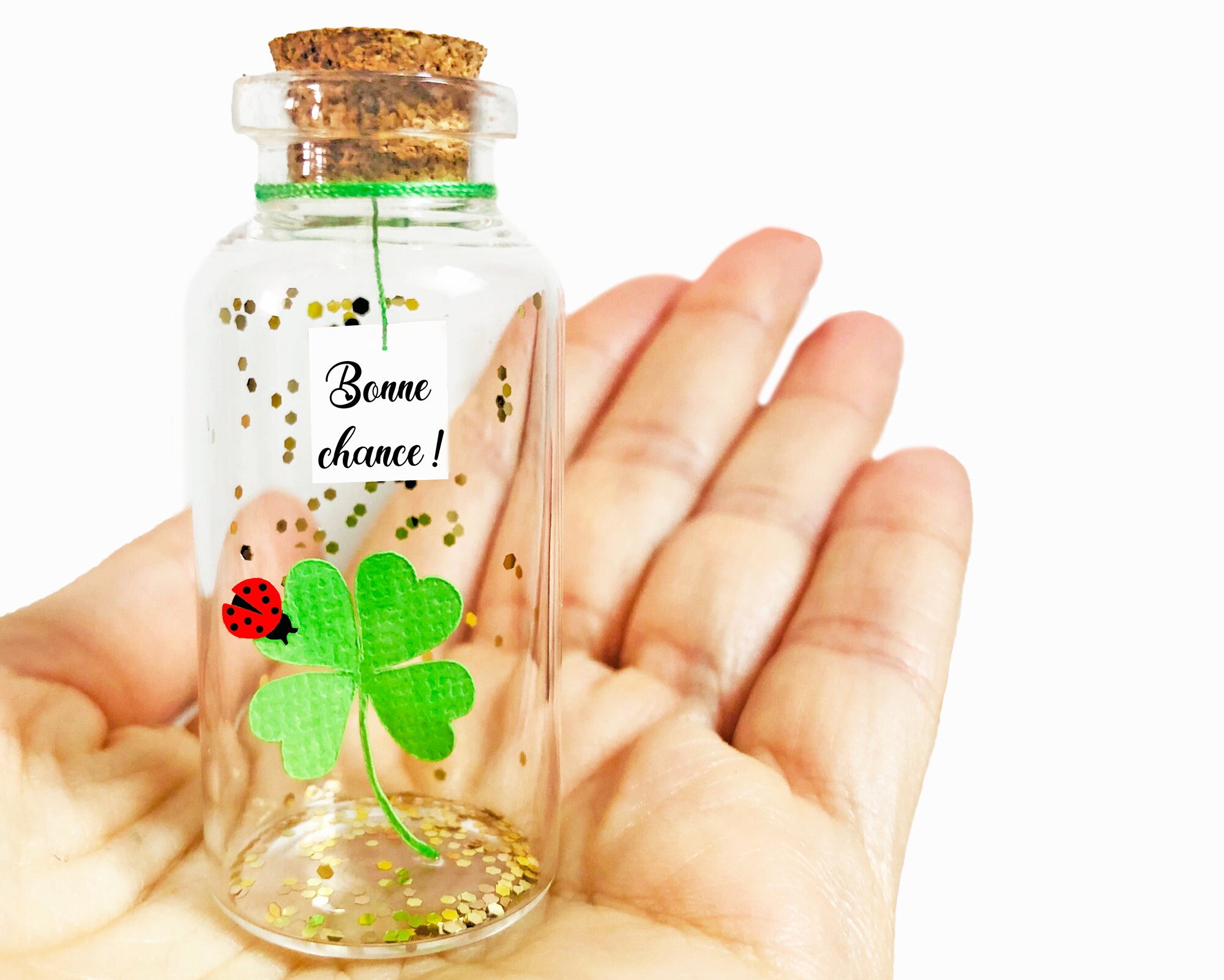 Good Luck Gift Message in a Bottle Personalized Four Leaf | Etsy