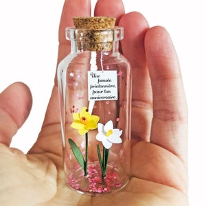 Mini Daffodils Paper Flower Message in a Bottle, Personalized Mother's ...