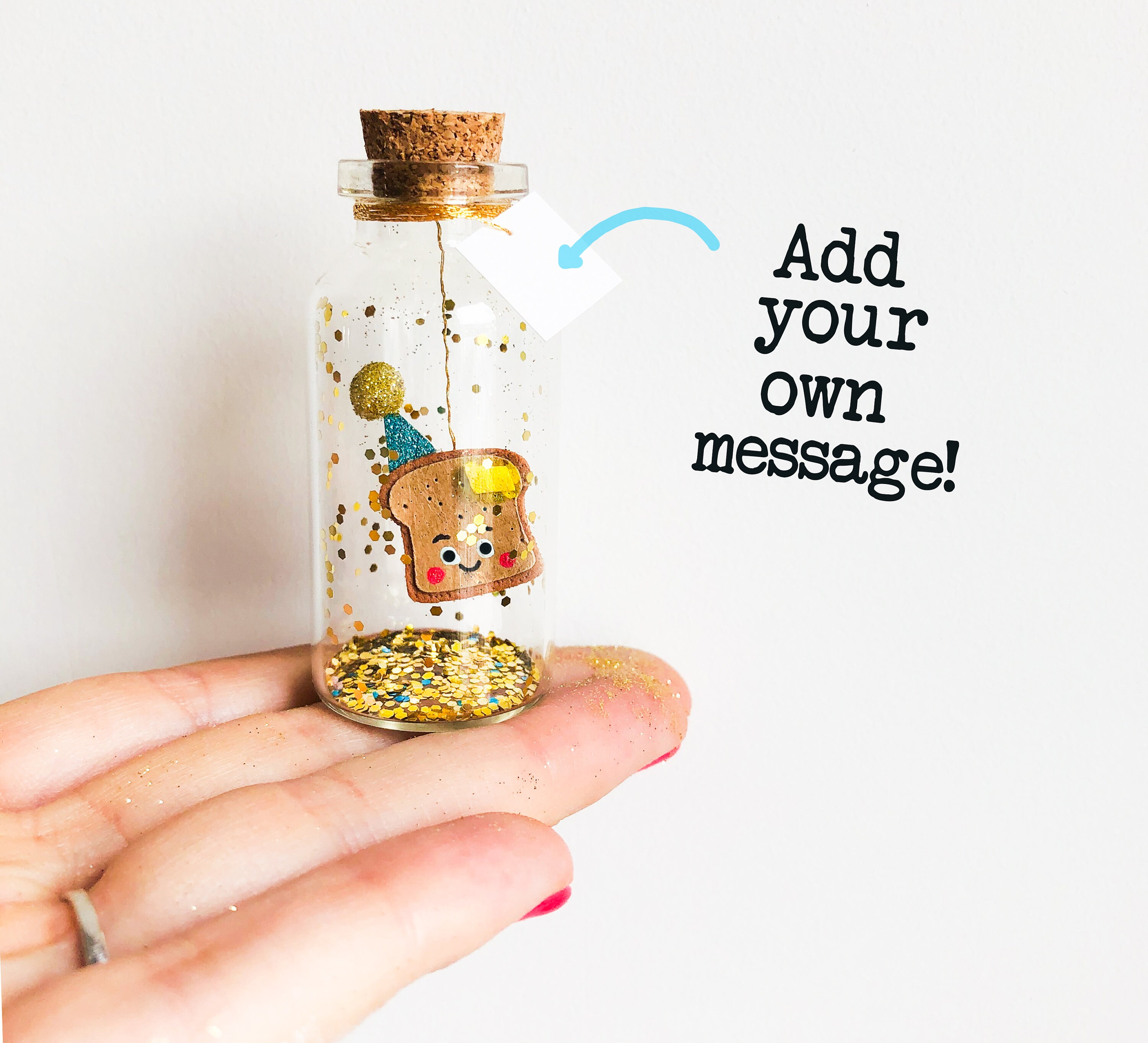 Tiny toast Message in a bottle Personalized gift for her | Etsy